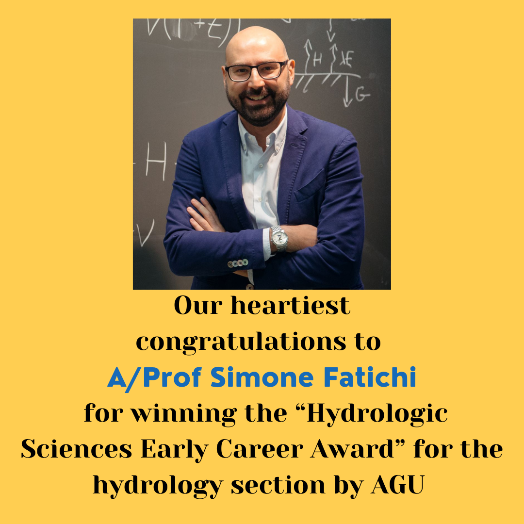 Assoc Professor Simone Fatichi has been awarded the “Hydrologic ...