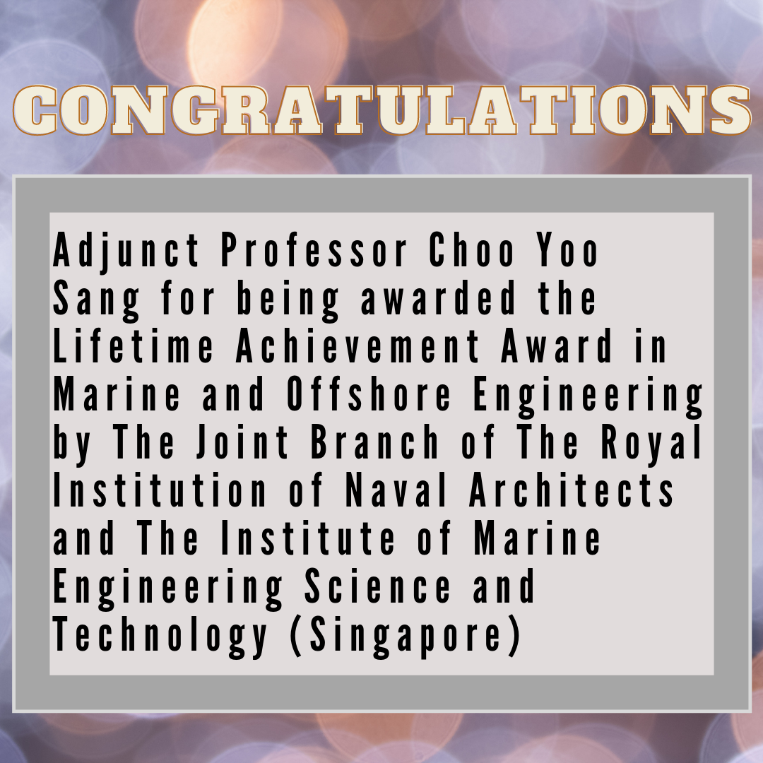 Our heartiest congratulations to Prof Choo Yoo Sang on receiving the ...