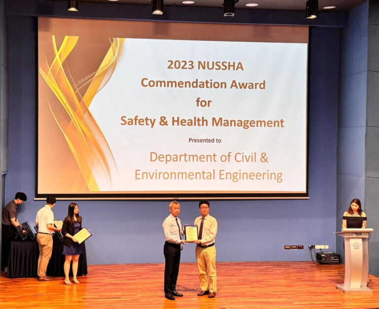 NUS CEE Received Commendation Award for Safety & Health Management - Civil and Environmental ...