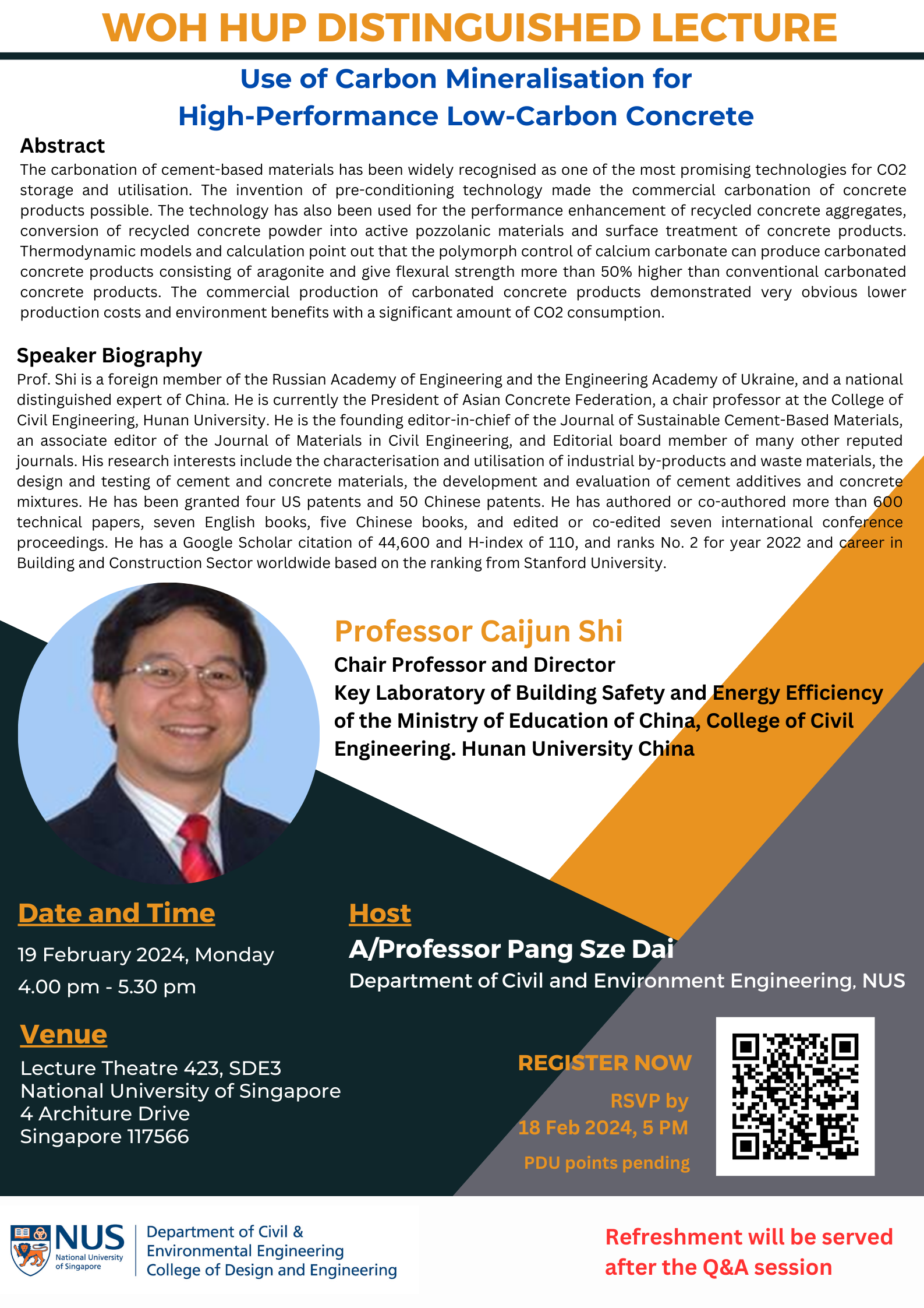 Woh Hup Distinguished Lecture - Use of Carbon Mineralisation for High ...