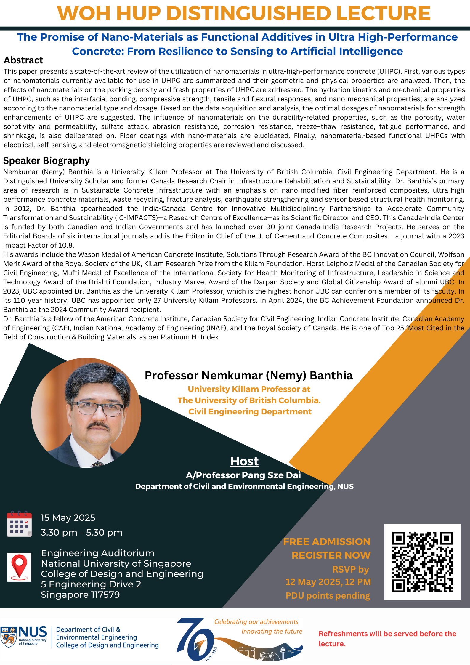 Woh Hup Distinguished Lecture: The Promise of Nano-Materials as Functional Additives in Ultra ...