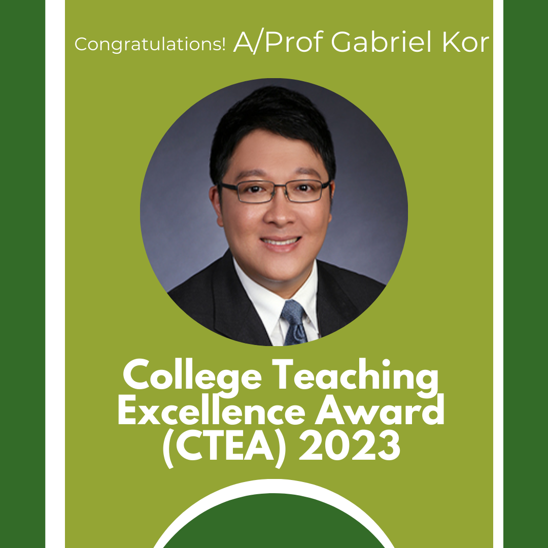 A/Prof Gabriel Kor awarded the CTEA – Department of the Built Environment