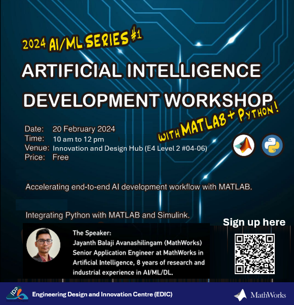 AI Development Workshop with MatLAB and Python – Engineering Design and Innovation Centre