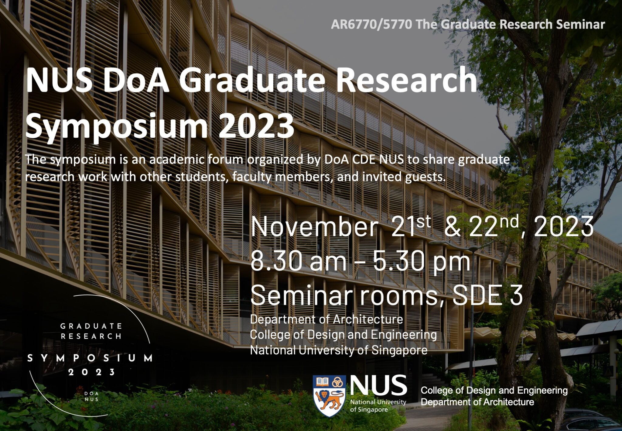 NUS DOA Graduate Research Symposium 2023 - College of Design and ...