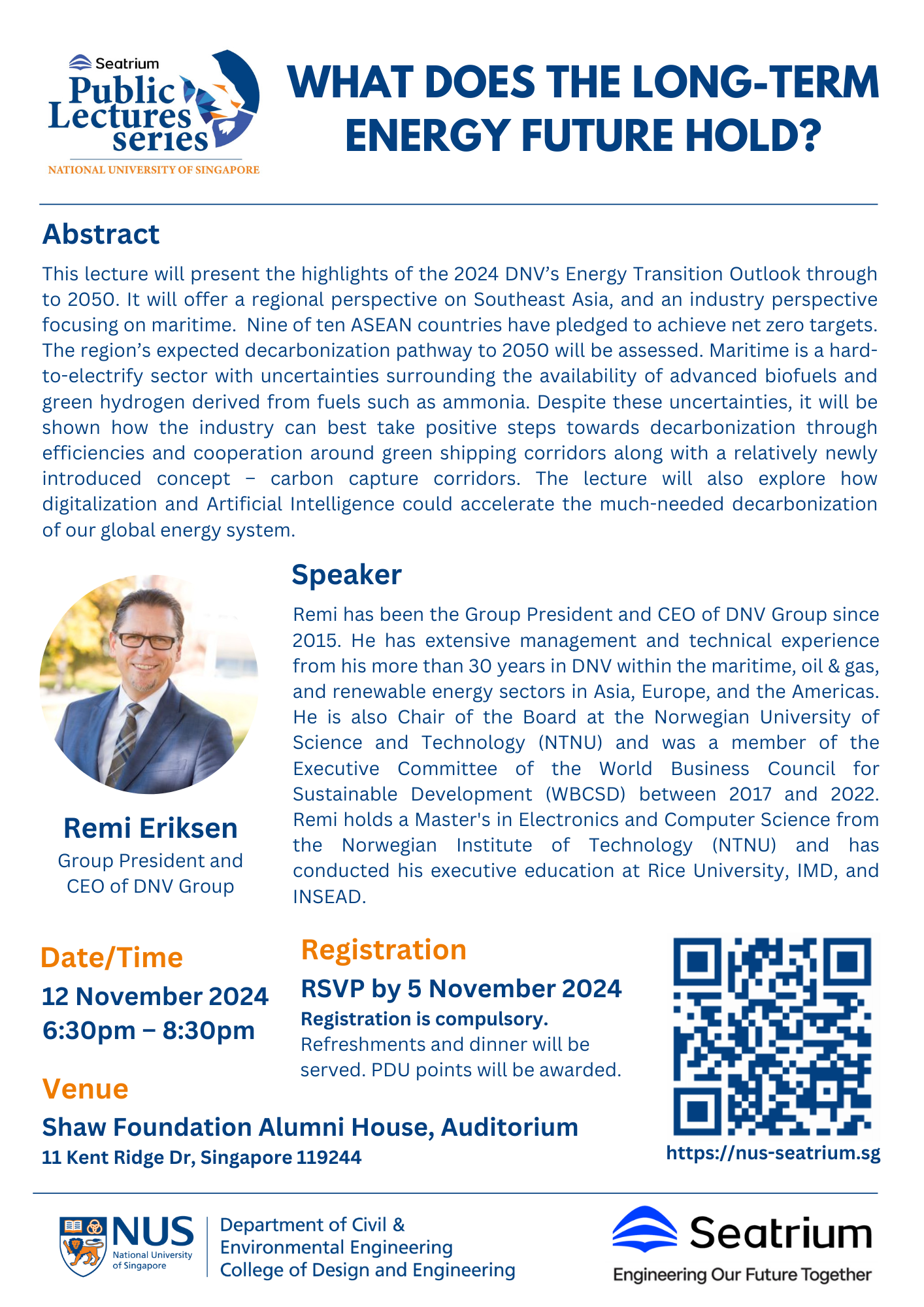 Seatrium Public Lecture: What does the long-term energy future hold ...