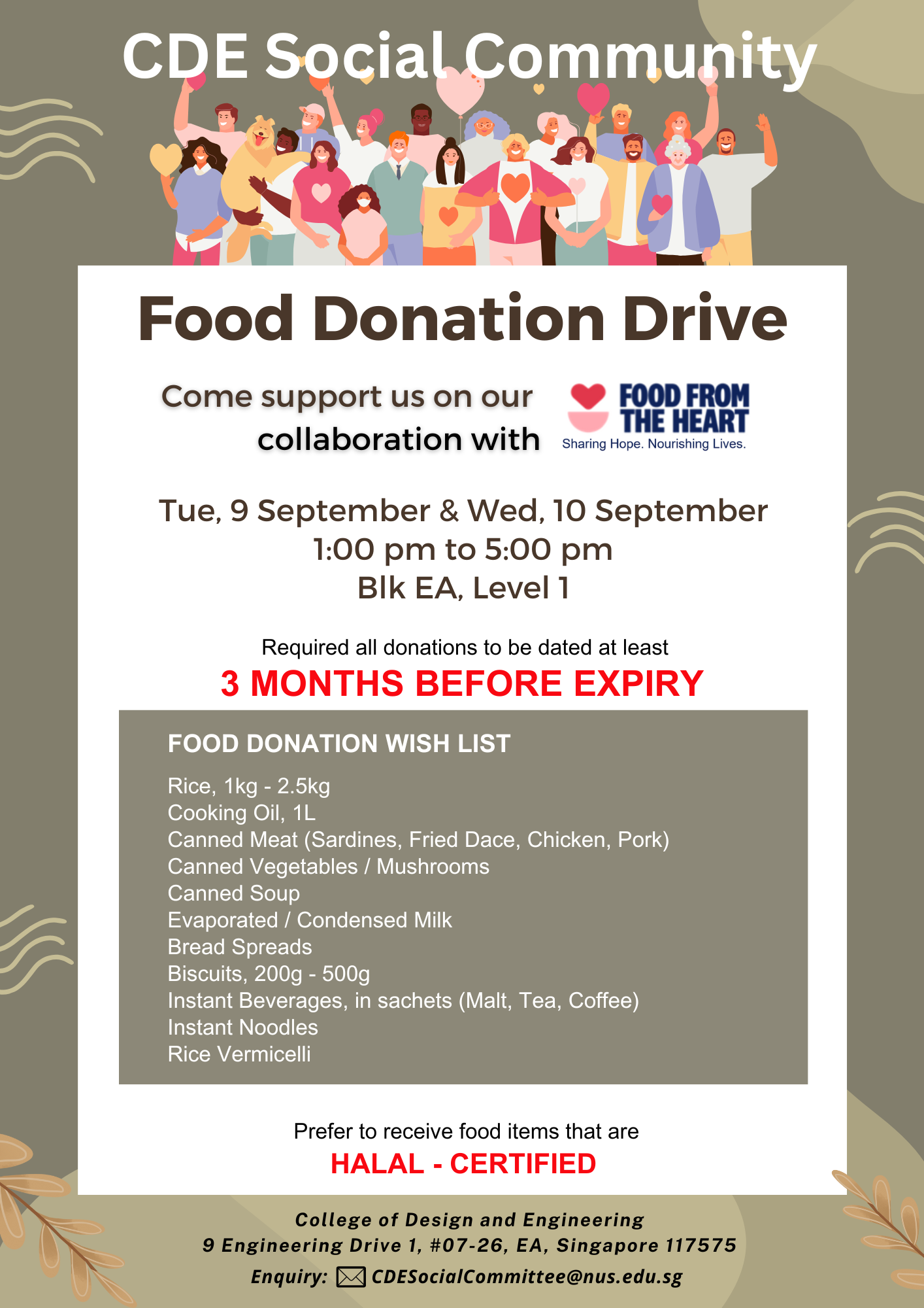 Food From The Heart - Food Donation Drive 2025 - College of Design and ...