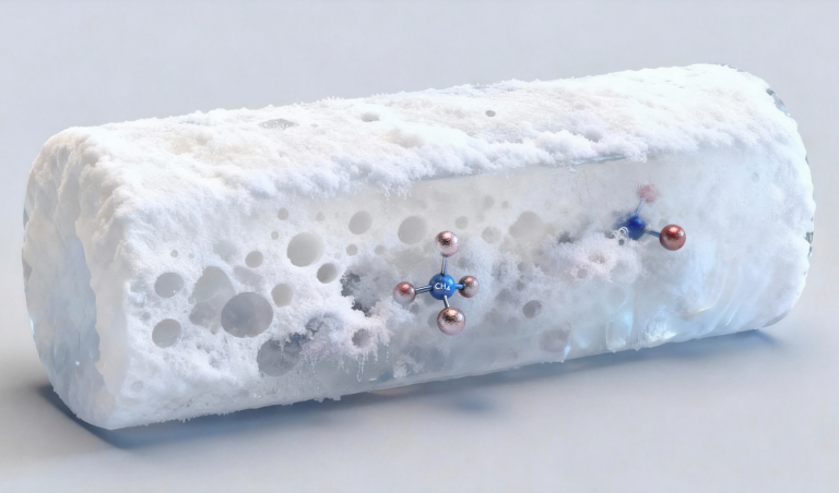 Ice mixed with amino acids stores methane in minutes - College of ...